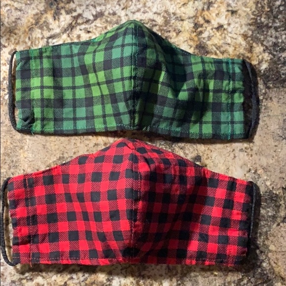 Other | Set Of 2 Handmade Buffalo Plaid Face Masks | Poshmark